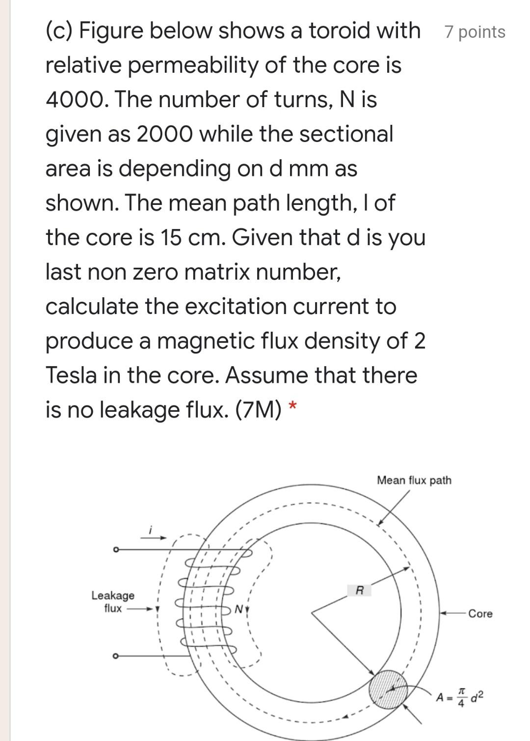 Solved (c) Figure below shows a toroid with 7 points | Chegg.com