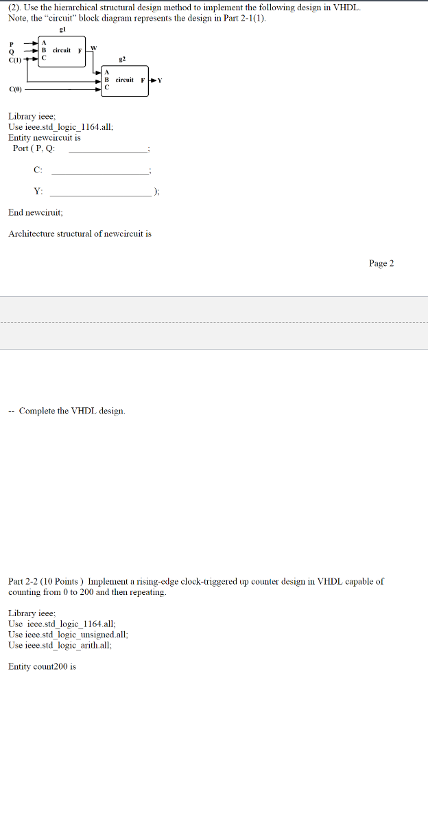 Solved (2). ﻿Use the hierarchical structural design method | Chegg.com