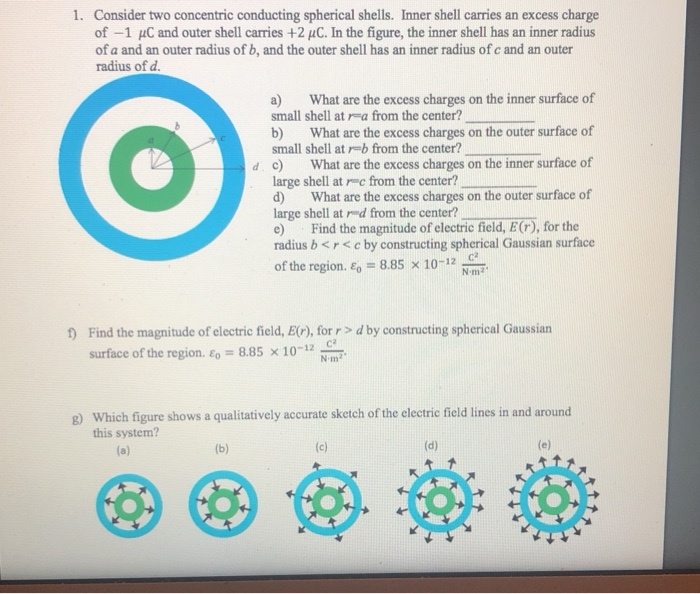 Solved 1. Consider two concentric conducting spherical | Chegg.com