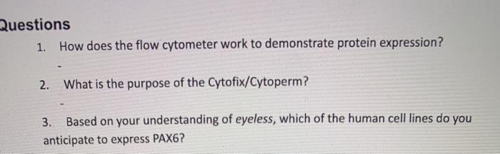 Solved Questions How does the flow cytometer work to | Chegg.com