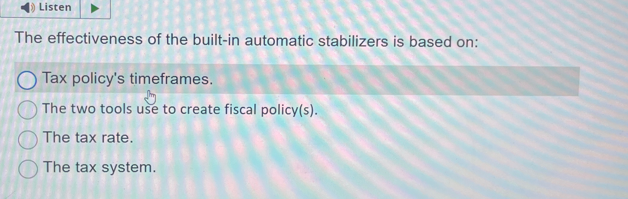 Solved ListenThe effectiveness of the built-in automatic | Chegg.com