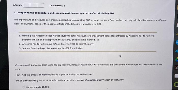 Solved Attempts 2. Comparing the expenditure and resource | Chegg.com