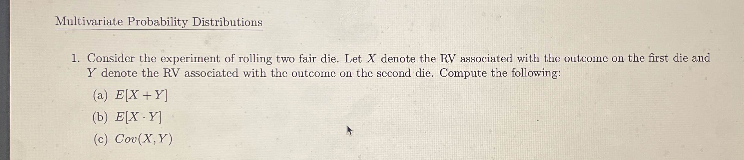 Solved Multivariate Probability DistributionsConsider the | Chegg.com