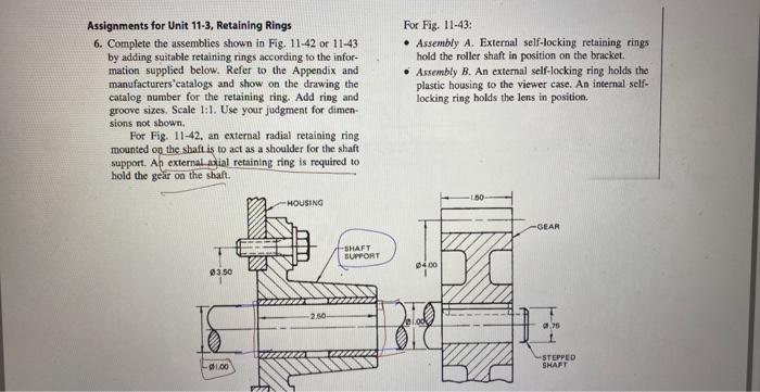 Solved Assignments for Unit 11-3, Retaining Rings For Fig. | Chegg.com
