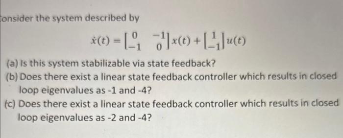 Solved onsider the system described by | Chegg.com