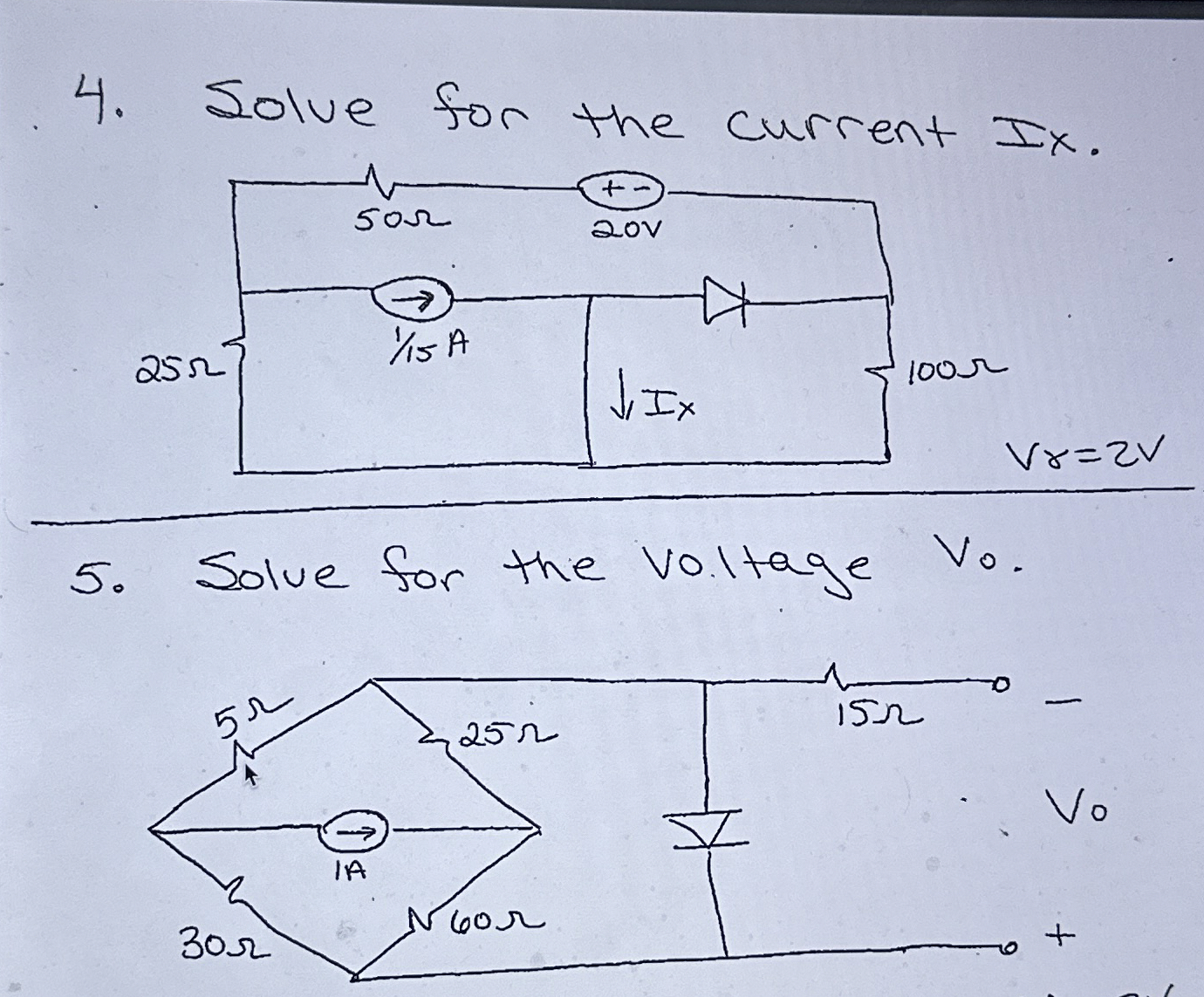 Solved Solve for the current Ix.Solve for the Voltage V0. | Chegg.com