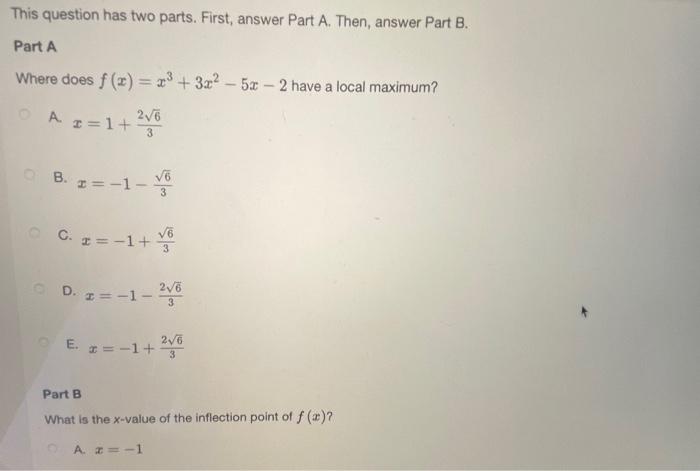 Solved This question has two parts. First, answer Part A. | Chegg.com