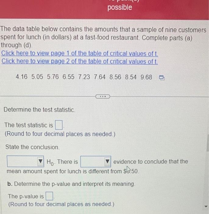 Solved The data table below contains the amounts that a | Chegg.com