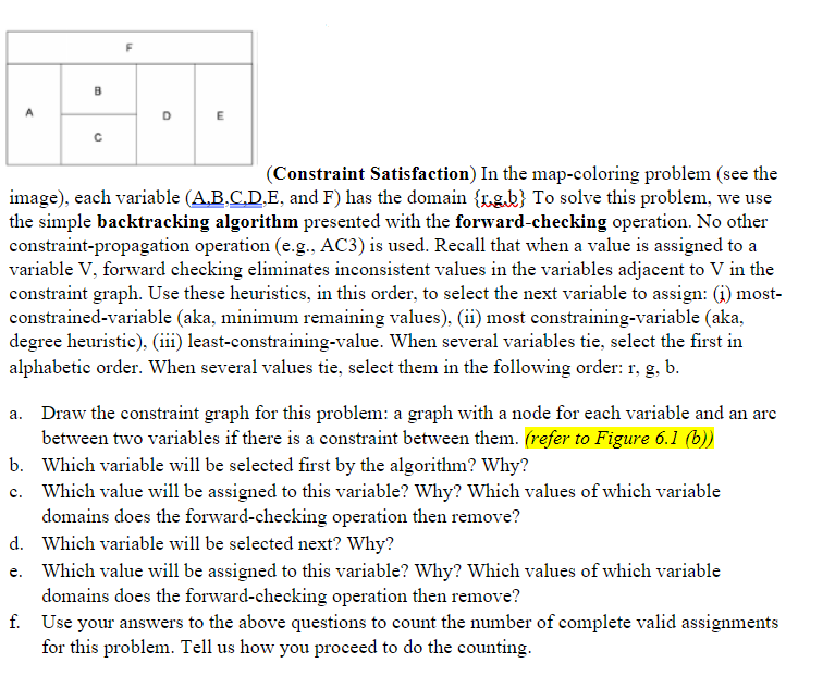 Solved F D с (Constraint Satisfaction) In the map-coloring | Chegg.com