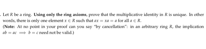 Solved Let R be a ring. Using only the ring axioms, prove | Chegg.com