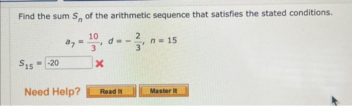 Solved Find the sum Sn of the arithmetic sequence that | Chegg.com