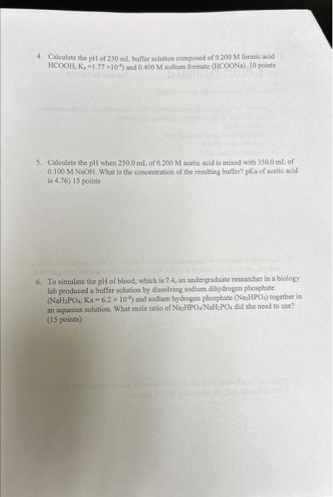 Solved 1. Calculate the hydrogen ion concentration, [H+], | Chegg.com