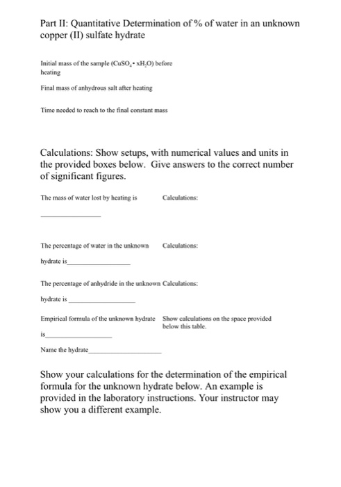 Solved Experiment 7 Hydrates Lab Report Sheet Name Section | Chegg.com