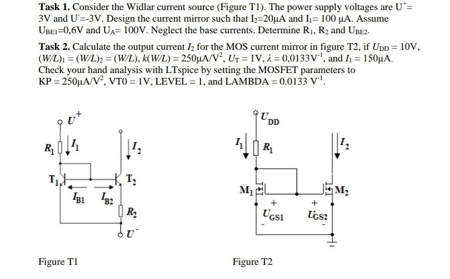 Solved Task 1. Consider the Widlar current source (Figure | Chegg.com
