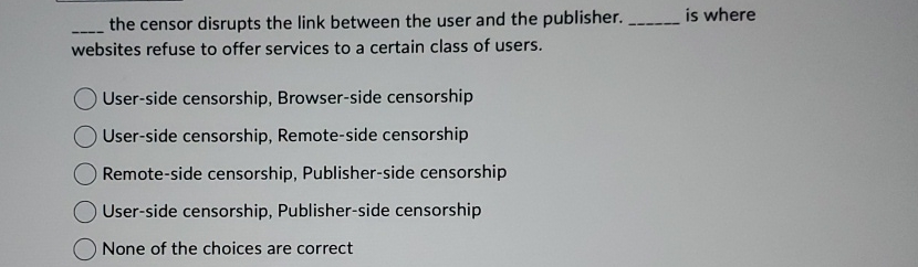 Solved the censor disrupts the link between the user and the | Chegg.com