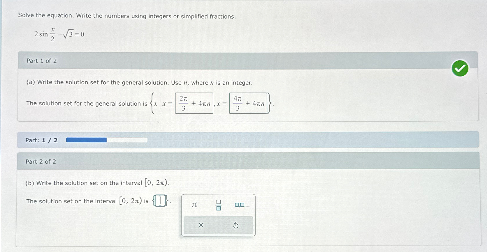 Solved Solve the equation. Write the numbers using integers | Chegg.com