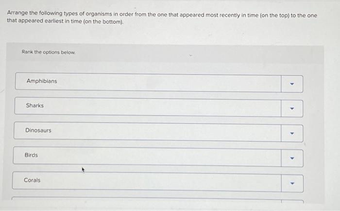 Solved Arrange the following types of organisms in order | Chegg.com
