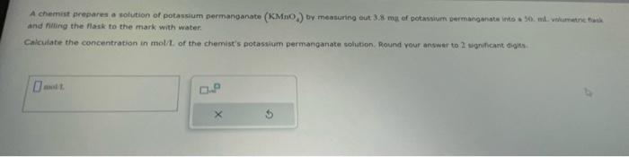 Solved and fuling the flasik to the mark with water. | Chegg.com