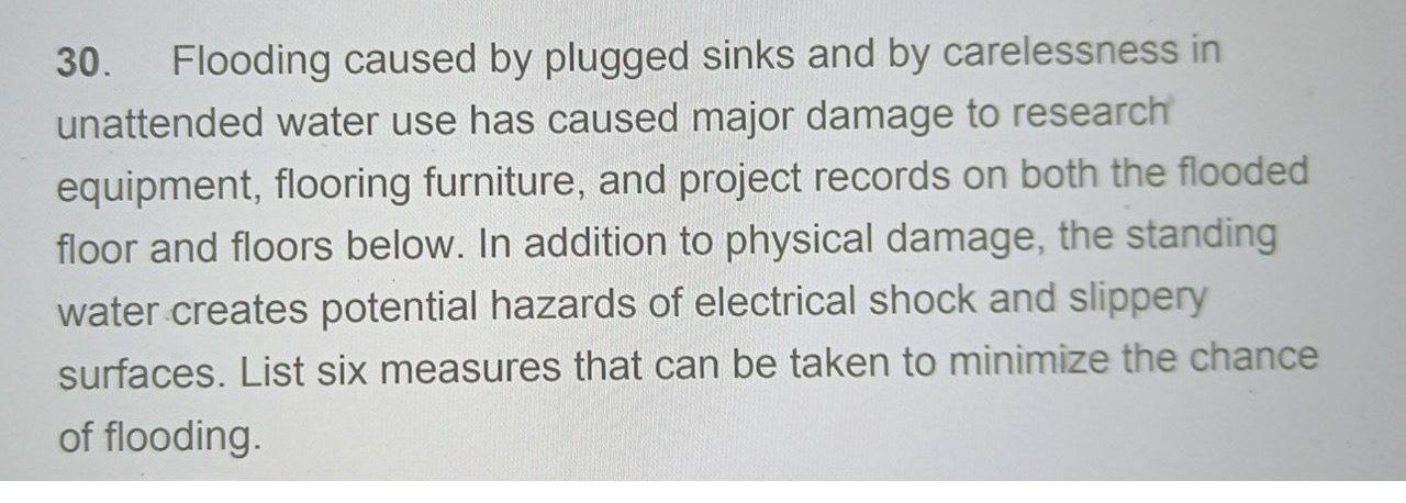 Solved Flooding caused by plugged sinks and by carelessness | Chegg.com