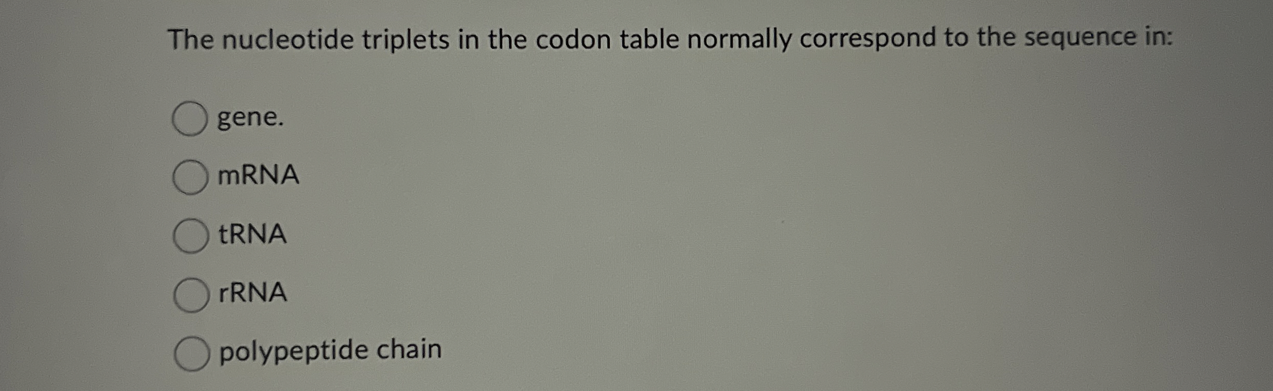 Solved The nucleotide triplets in the codon table normally | Chegg.com