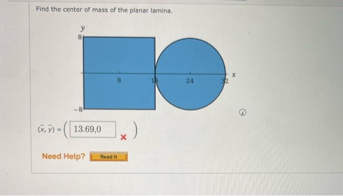 Solved Find the center of mass of the planar lamina.Use the | Chegg.com