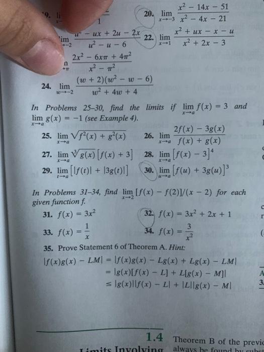 Solved f(x)=3x2+2x+120. limx→−3x2−4x−21x2−14x−51 | Chegg.com