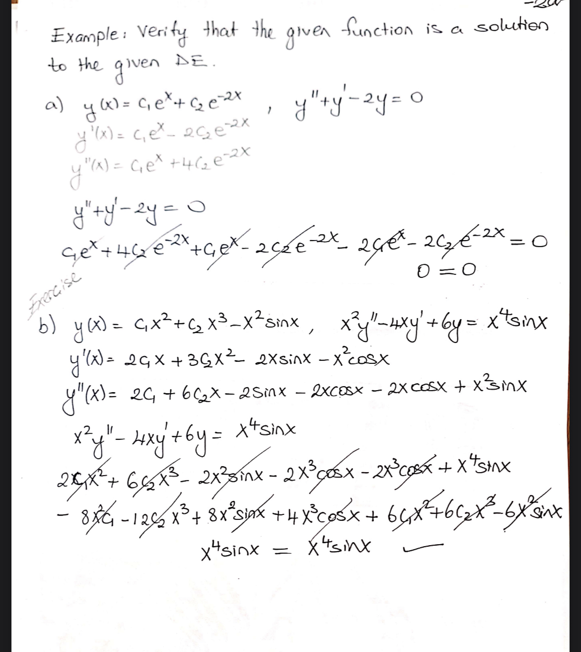 Solved Example: Verity that the given function is a solution | Chegg.com