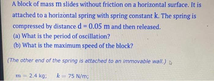 Solved A block of mass m slides without friction on a | Chegg.com