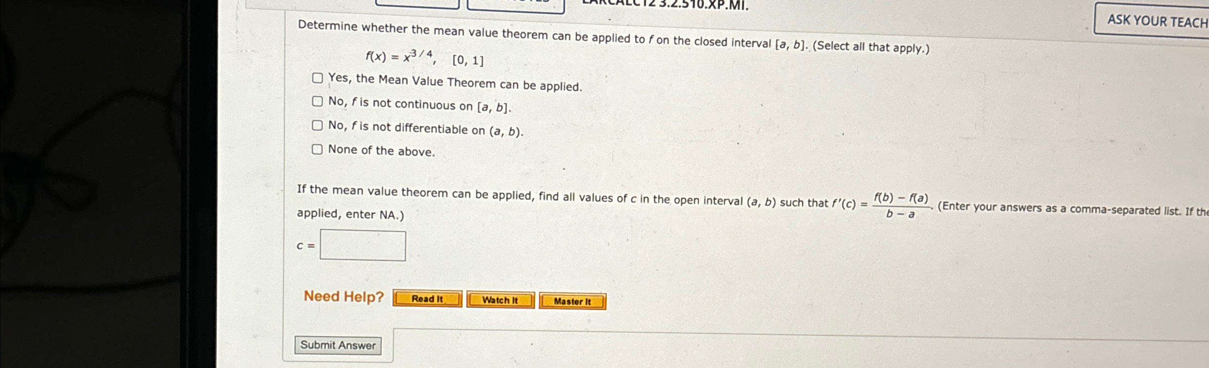 Solved Determine whether the mean value theorem can be | Chegg.com