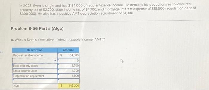 Solved In 2023, Sven is single and has $134,000 of regular | Chegg.com