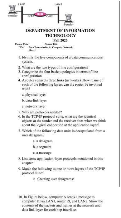 1. Identify the five components of a data | Chegg.com