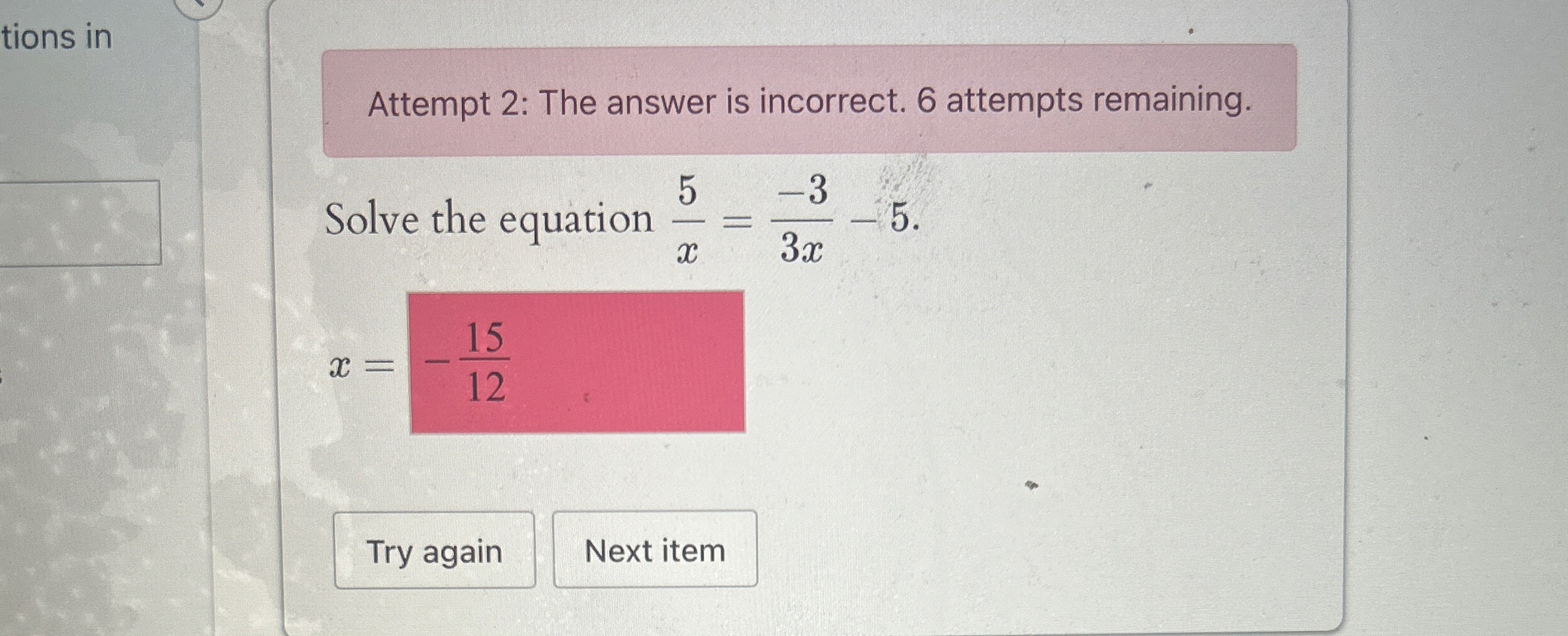 Solved Attempt 2: The answer is incorrect. 6 ﻿attempts | Chegg.com