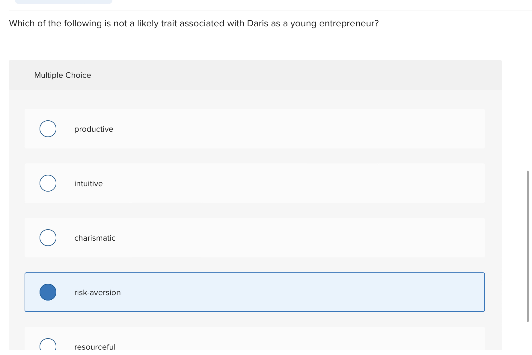 Solved Which of the following is not a likely trait | Chegg.com