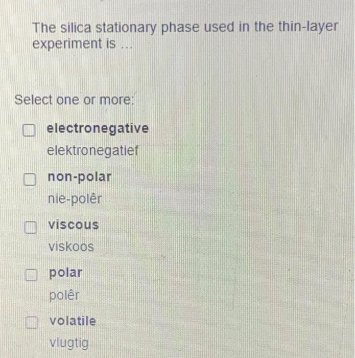 Solved The silica stationary phase used in the thin-layer | Chegg.com