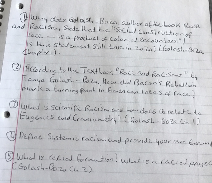 Irace Why does Golash-Boza, author of the book Race | Chegg.com