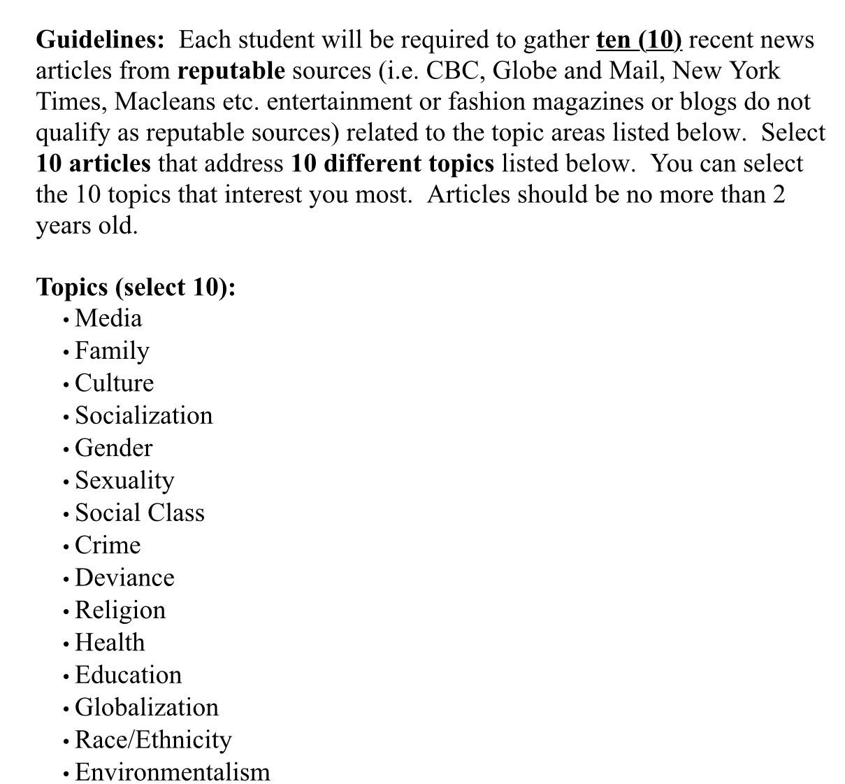 Solved Guidelines: Each student will be required to gather | Chegg.com