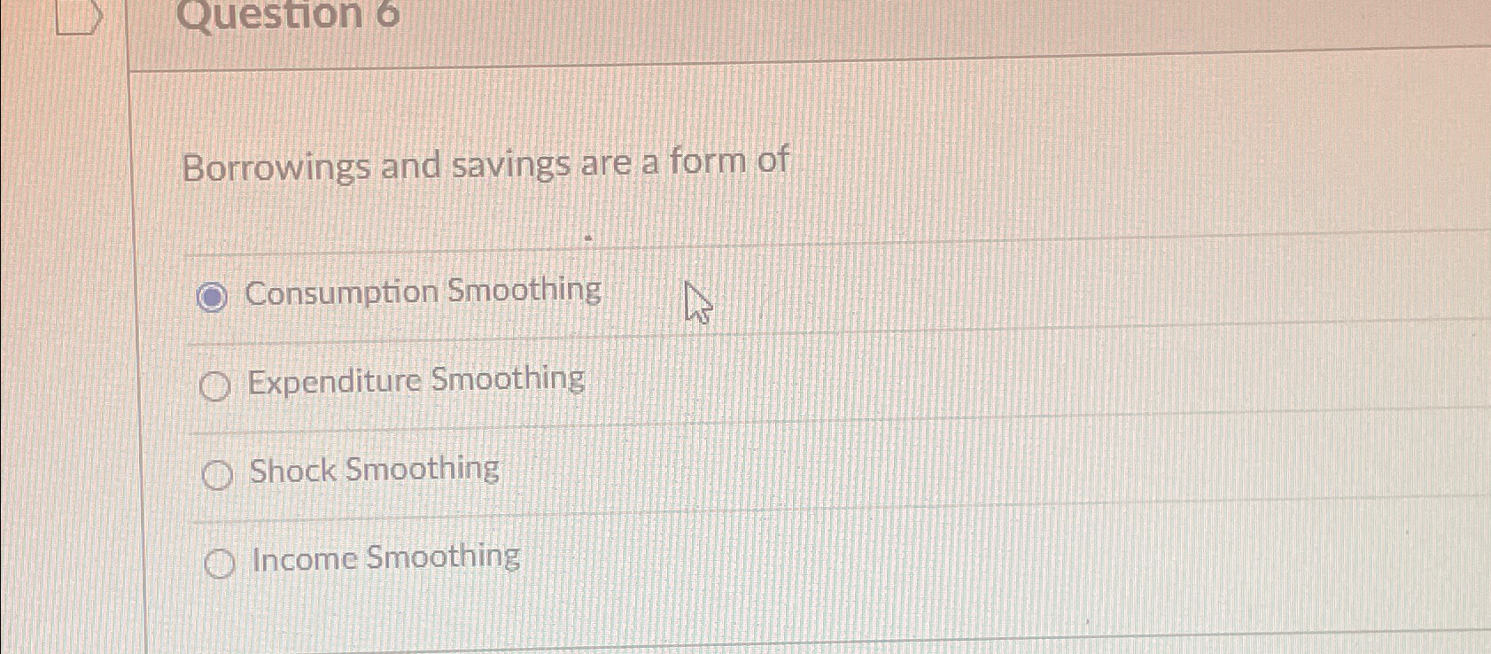 Solved Borrowings and savings are a form ofConsumption | Chegg.com