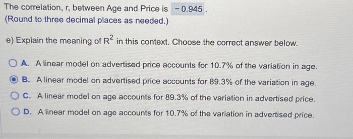 Solved ) Explain the meaning of R2 in this context. Choose | Chegg.com