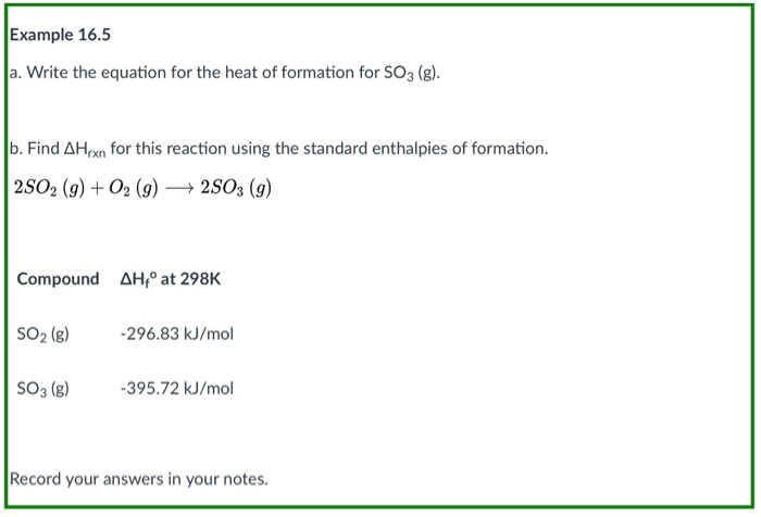 Solved Example 16.5 a. Write the equation for the heat of | Chegg.com