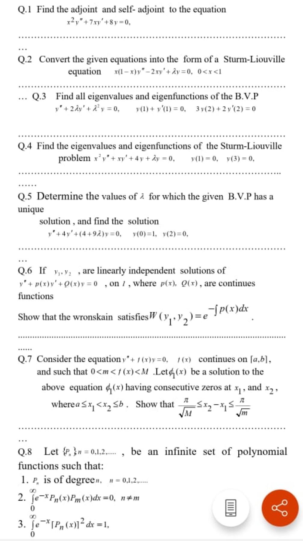Solved Q.1 Find the adjoint and self- adjoint to the | Chegg.com