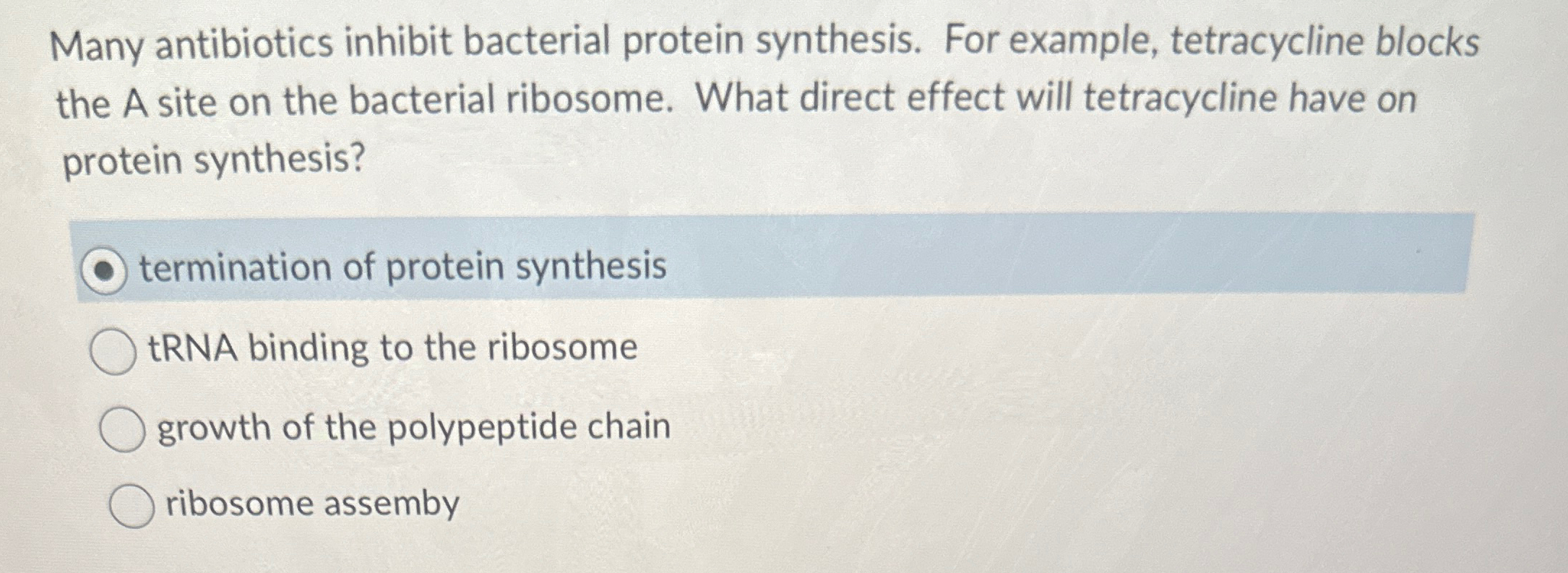 Solved Many antibiotics inhibit bacterial protein synthesis. | Chegg.com