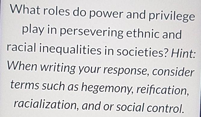 Solved What roles do power and privilege play in persevering | Chegg.com