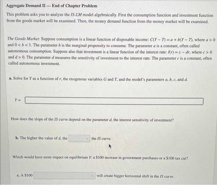 Solved Aggregate Demand II - End of Chapter Problem This | Chegg.com