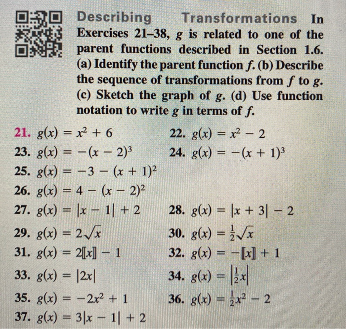 Solved Describing Transformations In Exercises 21 38 G Is