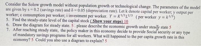 Solved Consider the Solow growth model without population | Chegg.com
