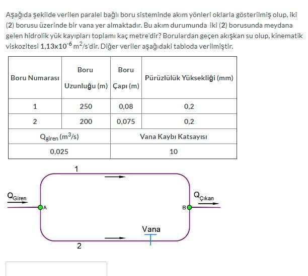 Solved 1. soru: In the parallel connected pipe system given | Chegg.com
