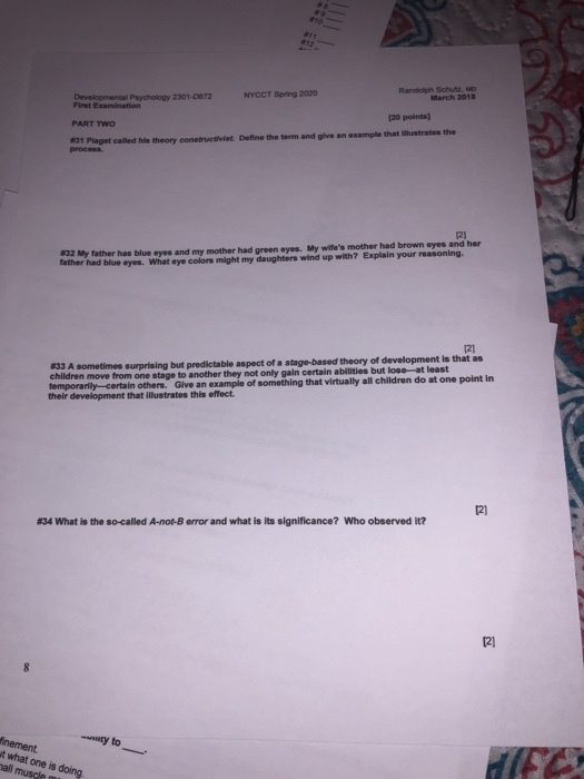 Solved #31 Piaget called his theory constructivist. Define | Chegg.com