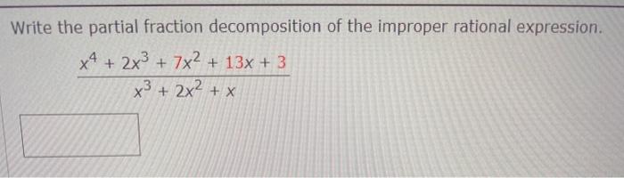 Solved Write the partial fraction decomposition of the | Chegg.com