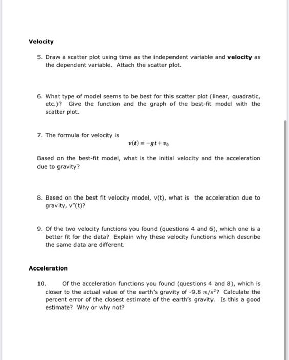 Solved First and Second Derivatives and Falling Objects | Chegg.com
