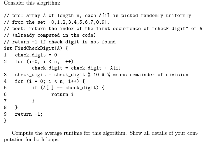 Solved Consider this alogrithm: // pre: array A of length n, | Chegg.com
